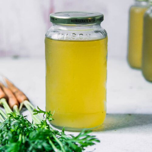 Carrot Tops Vegetable Broth ⋆ Homemade Soup Stock with Carrot Greens!