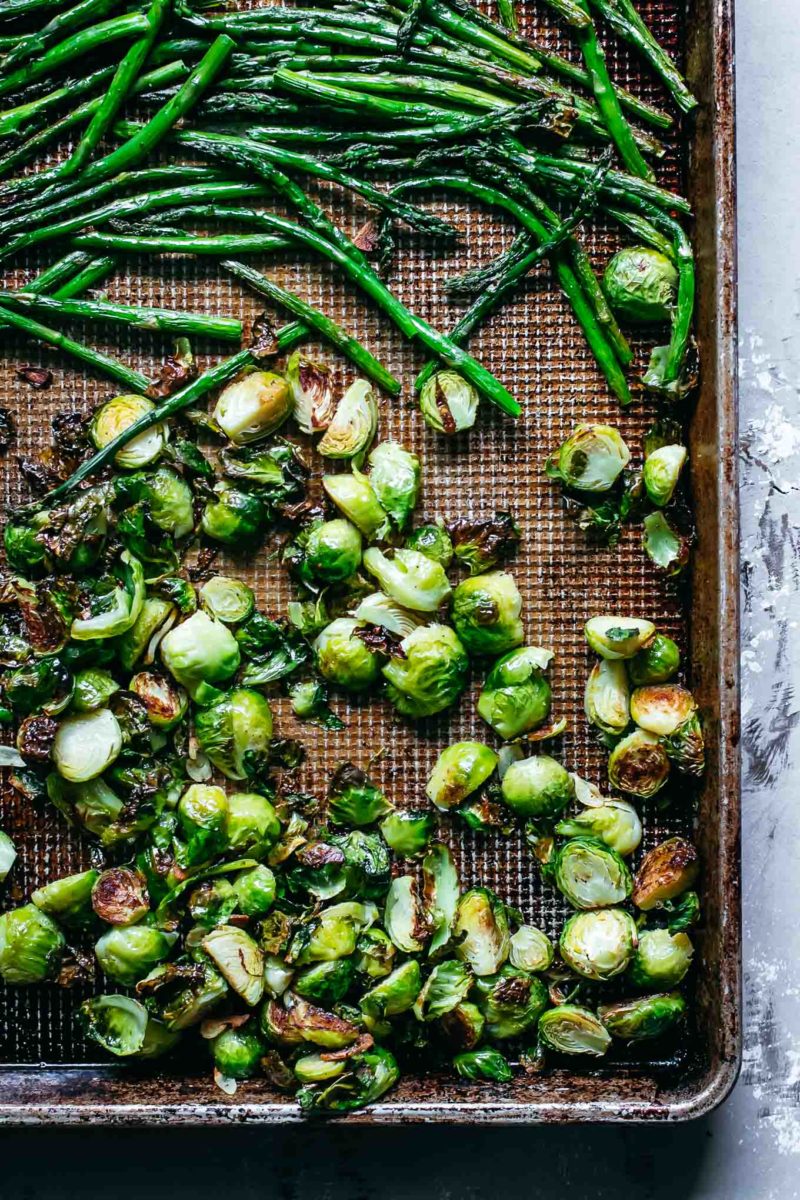 Roasted Brussels Sprouts and Asparagus | 5 Ingredients, 40 Minutes!