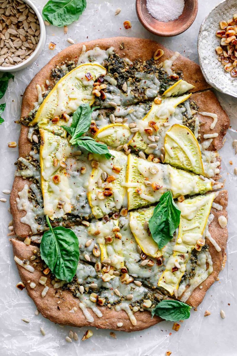Summer Squash Sunflower Seed Pesto Pizza ⋆ Fork in the Road
